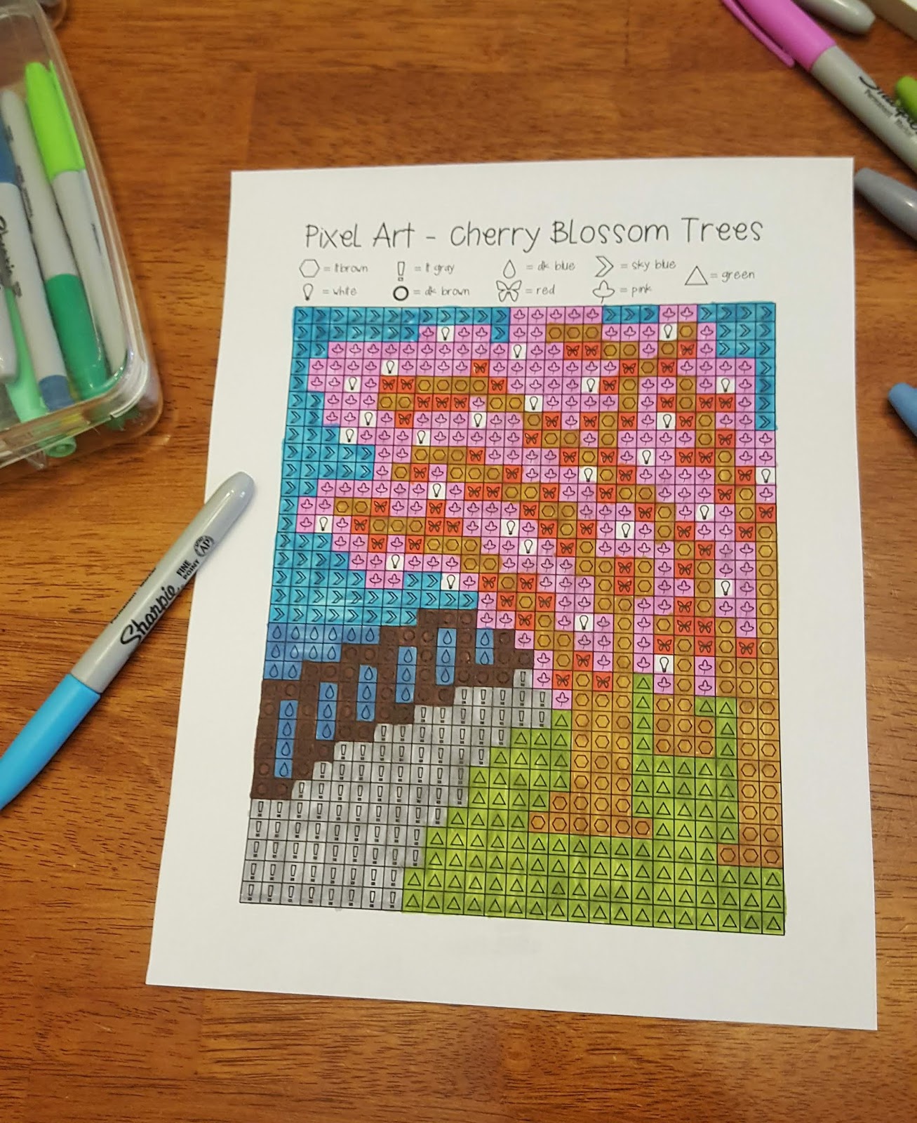 The Puzzle Den: Cherry Blossom Trees - Free Pixel Art