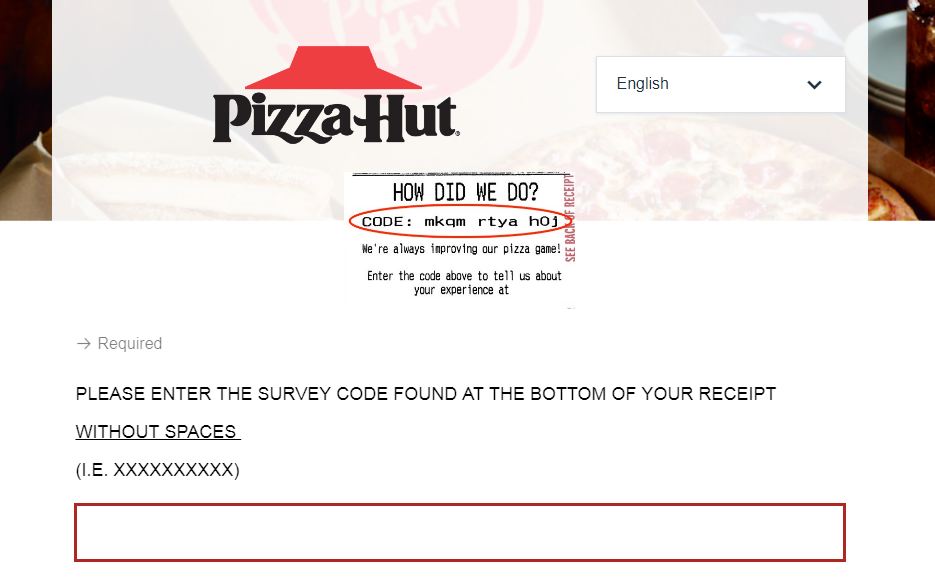 surveydetails: Tell Pizza Hut Survey