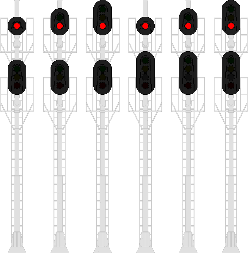 Track Signals: Red over Flashing Green and Red over Flashing Green over Red