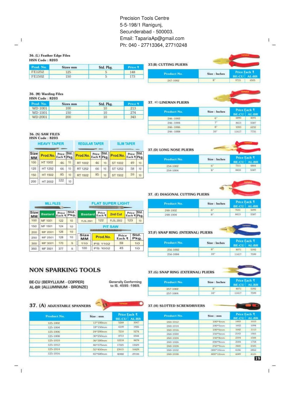 Taparia Tools Price List Catalogue: Taparia Tools Prices Price List ...