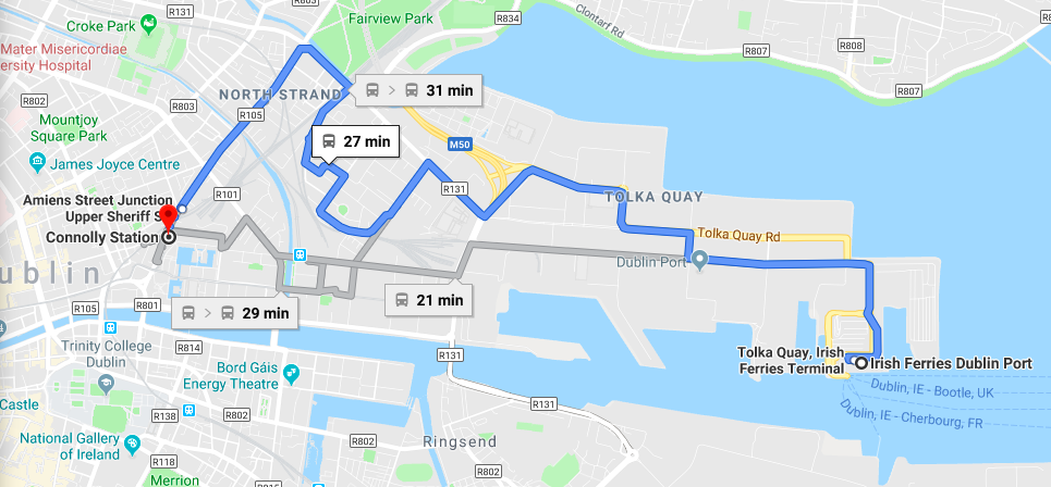 independent travel planning: Dublin Port - Irish Ferries bus transfer
