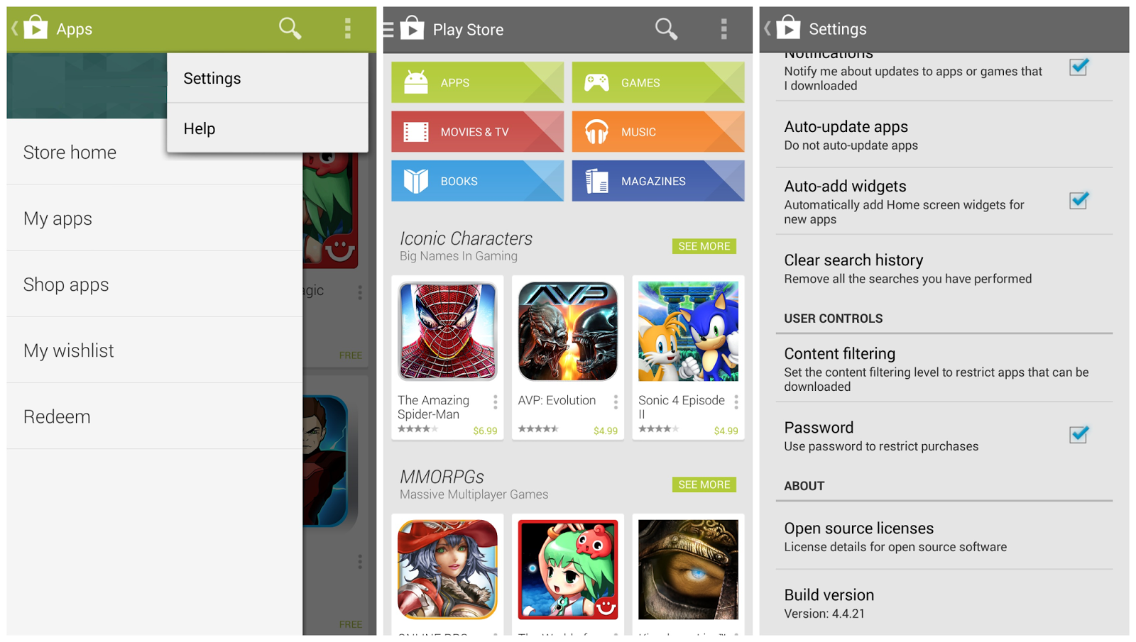 Google Play Store v4.4.21 now rolling out, brings slide-out navigation ...