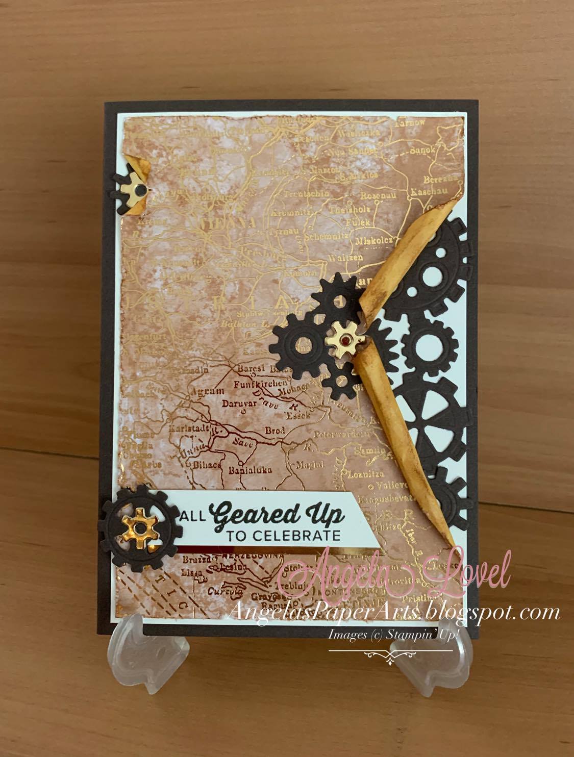 Angela's PaperArts: All Geared Up celebration card
