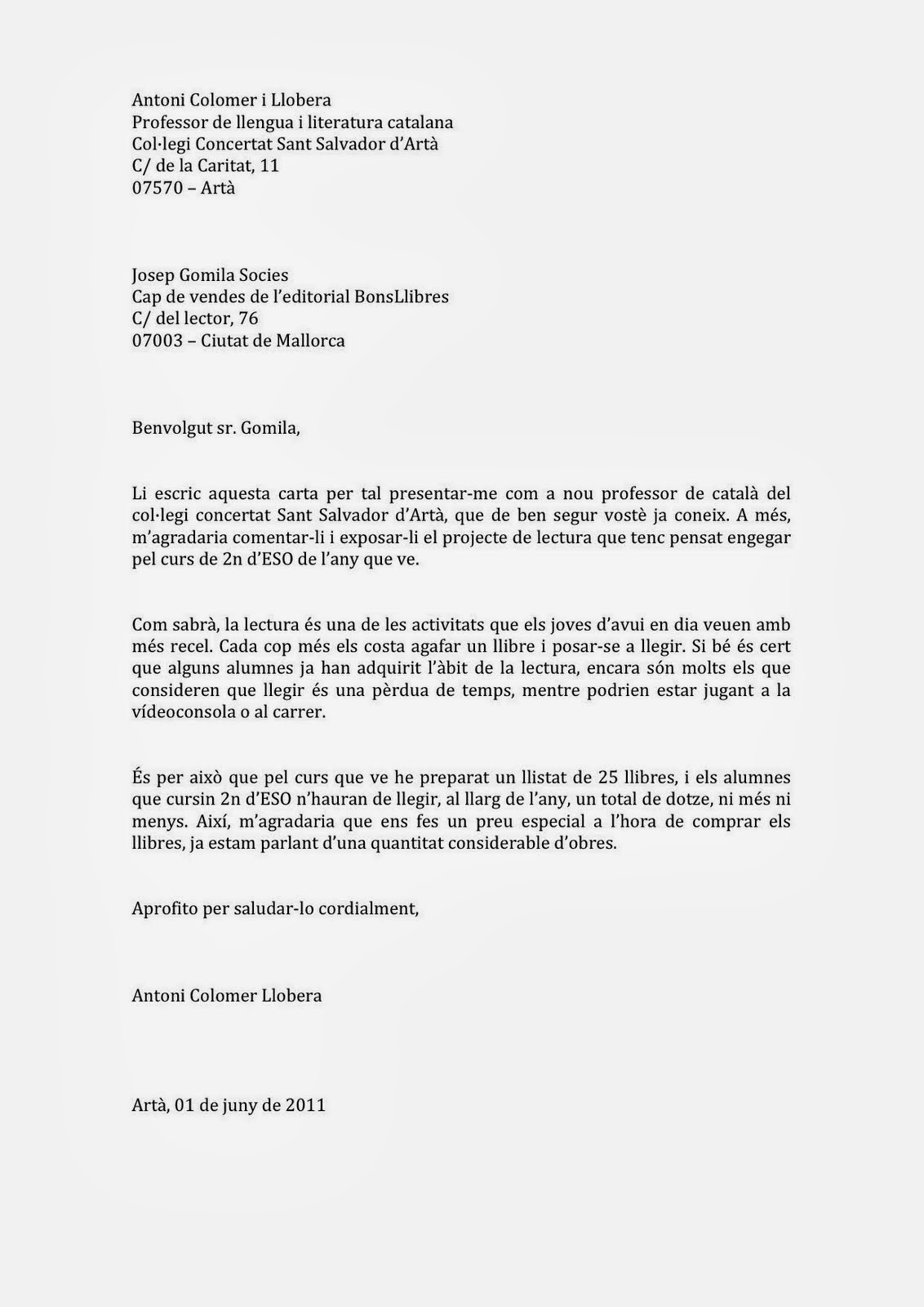 CATALÀ FÀCIL 2020-2021: LA CARTA FORMAL