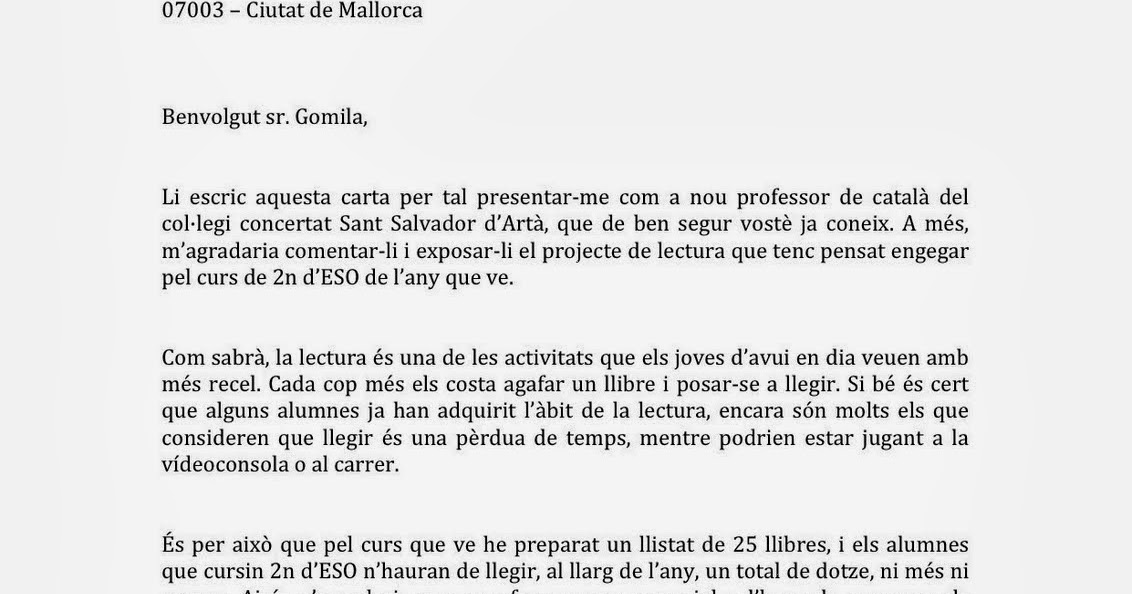 CATALÀ FÀCIL 2020-2021: LA CARTA FORMAL