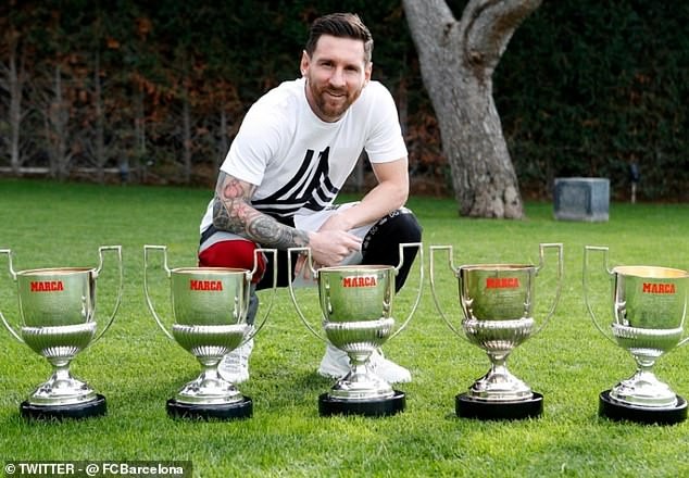 Barca's Lionel Messi Shows of Five Trophies as his individual awards ...