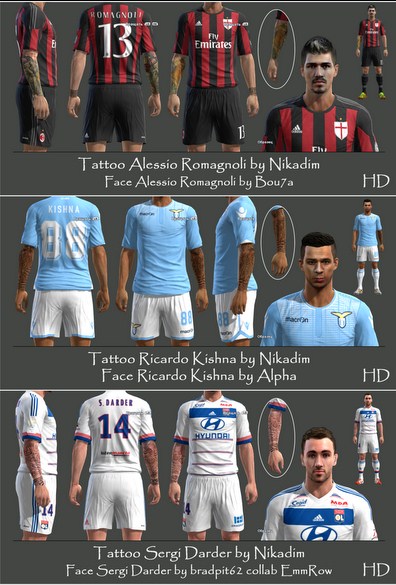Faces + Tattoo Pack V1 Pes 2013 By Nikadim | Actualizacion Pes 2013