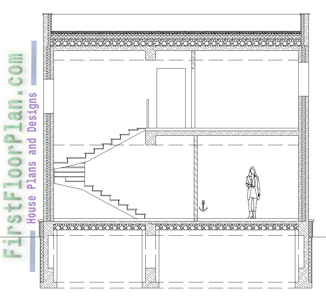 Single Unit Modern House Plans | Elevation | Section | AutoCAD dwg file ...