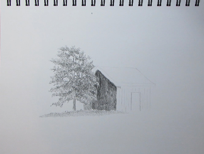 Pencil Sketch of a Shed