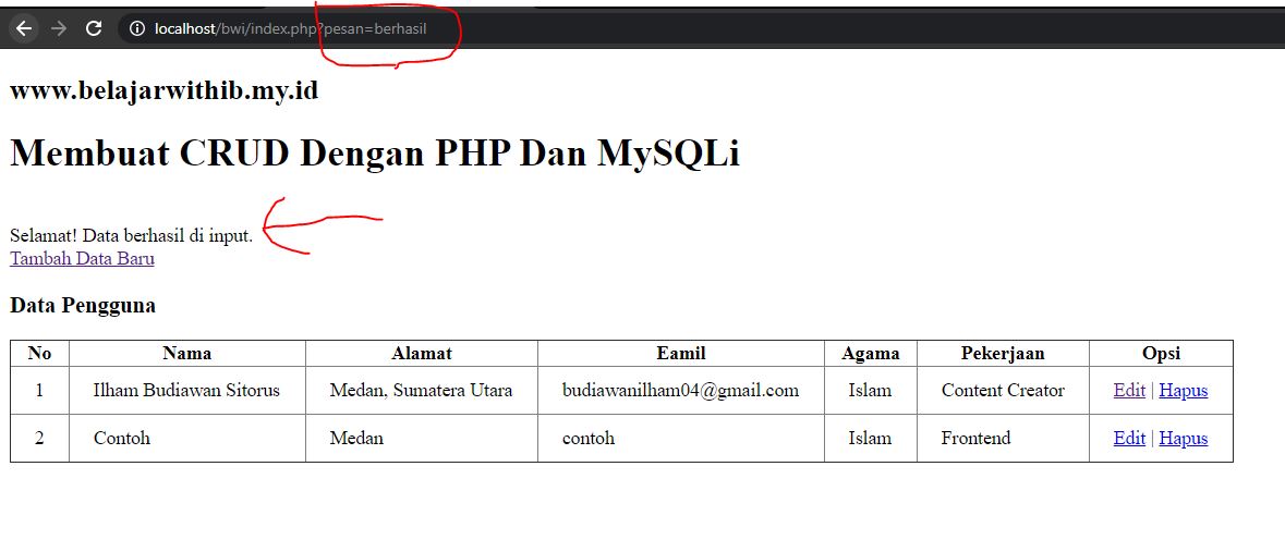 Tutorial PHP Pemula Part 14 : Cara Membuat CRUD Dengan PHP Dan MYSQLi ...
