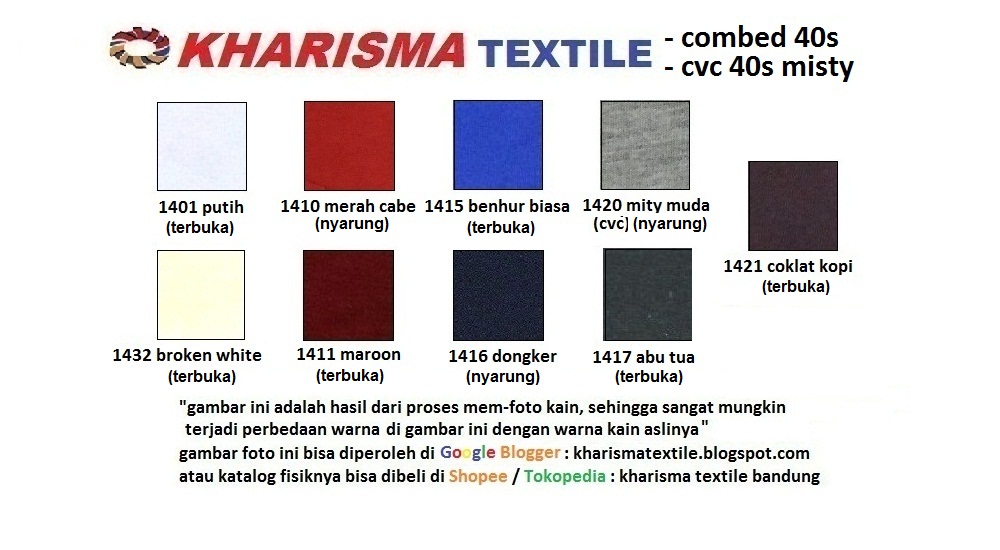 Kharisma Textile Bandung: Kain Combed 40s & CVC 40s Misty
