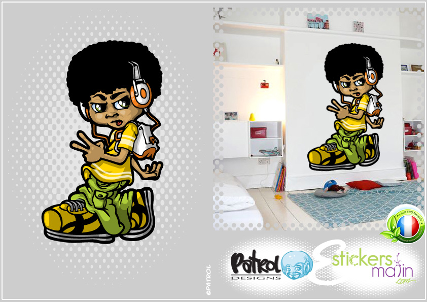 Stickers Designs: Stickers Old school afro cut boy