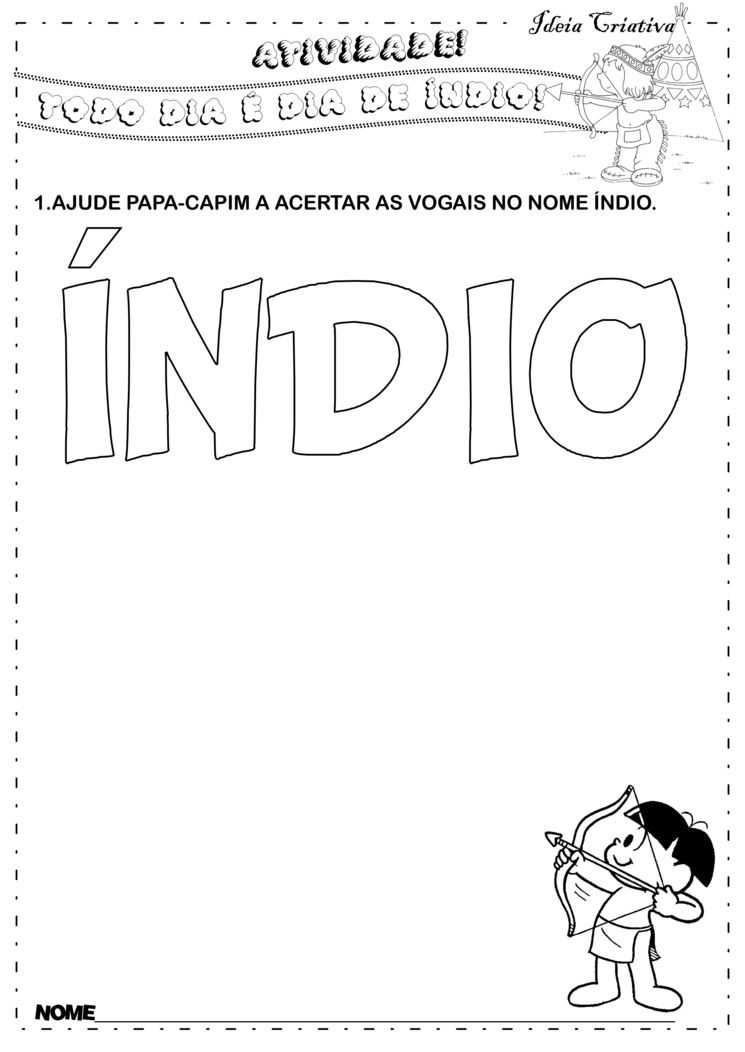Atividade dia do índio para imprimir Atividade dia do índio para imprimir