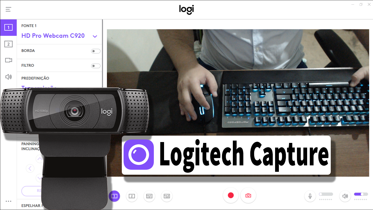 Logitech Capture COMPATÍVEL com WEBCAMS C920 HD PRO ou Superior ...