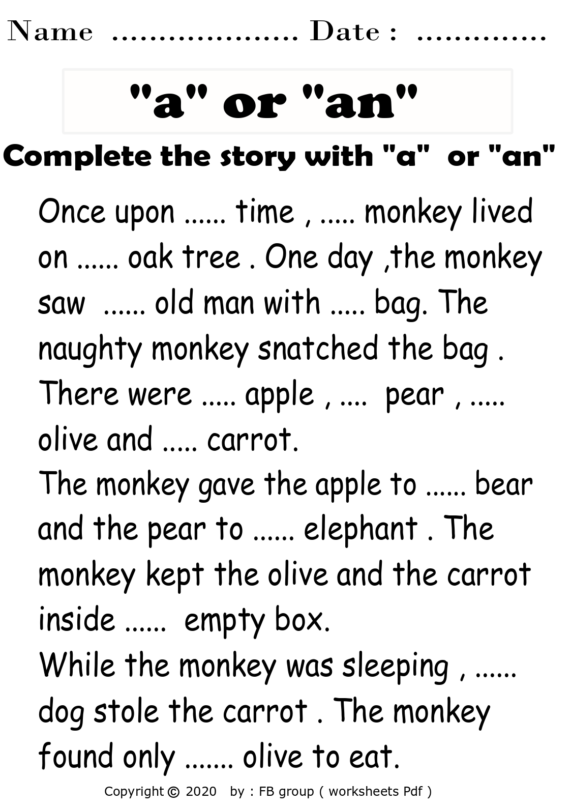 Download ( a or an free worksheet ) pdf part (2)