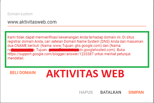 Cara Custom Domain TLD di Blogger | AKTIVITAS WEB