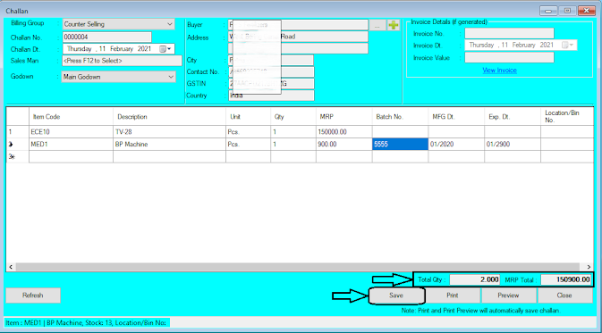 Challan Creation Help Guide