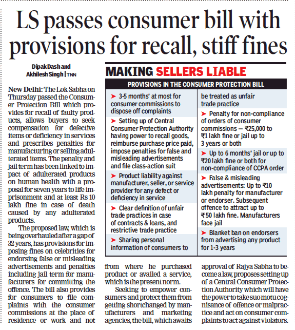 Abhaya Legal Services: CONSUMER PROTECTION BILL, 2018 PASSED IN LOK SABHA