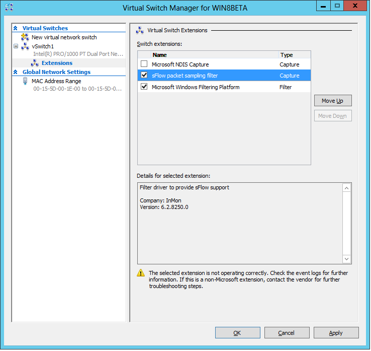 sFlow: Windows Server 8 beta