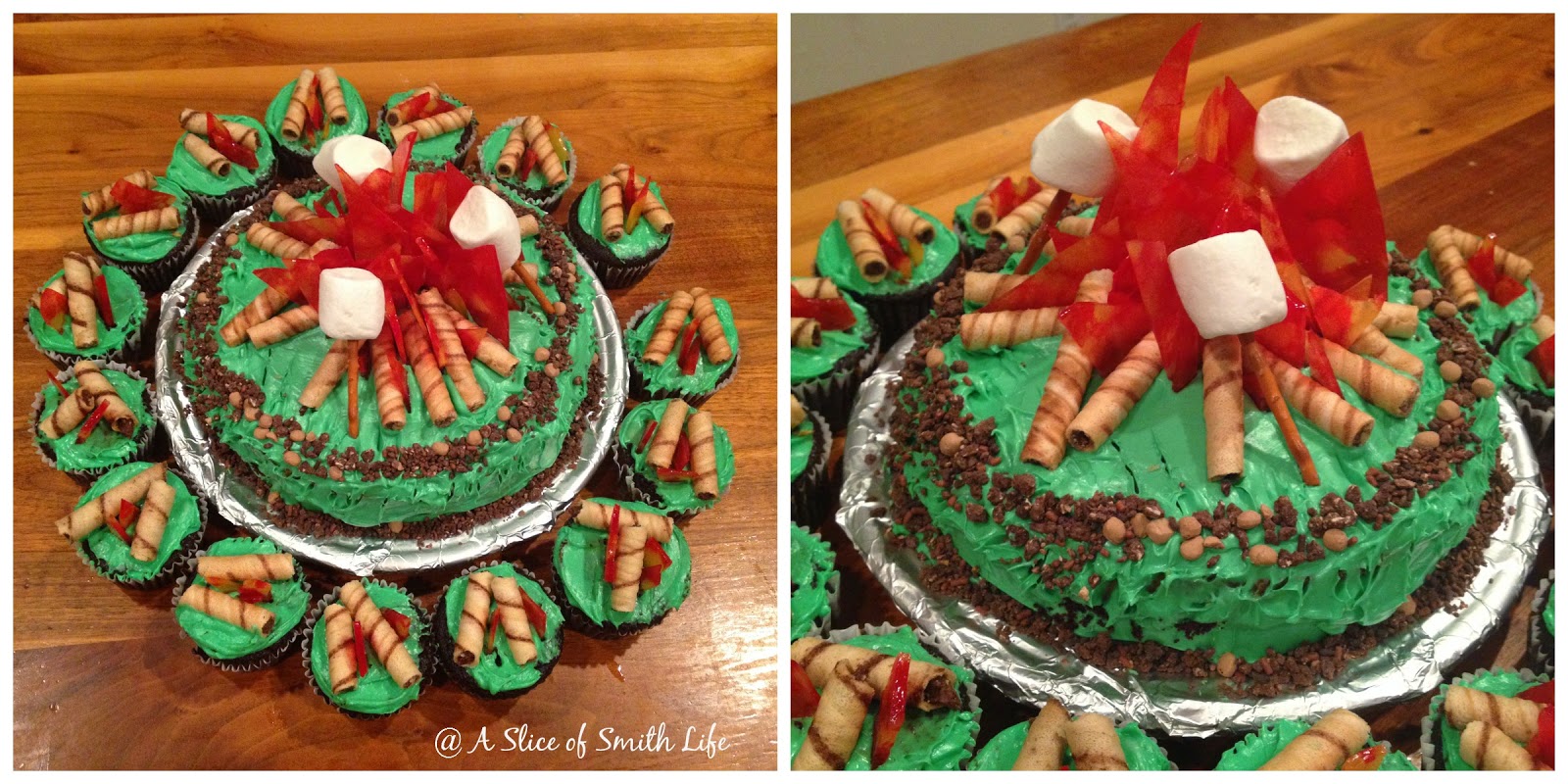 A Slice of Smith Life: FirePit Party Cake and Cupcakes