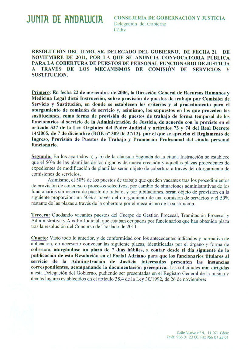 SPJ-USO ANDALUCÍA.: Comisiones de Servicio/Sustituciones en Cádiz