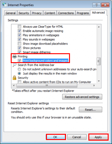 Internet Explorer Support: Set IE to Not Print Web Site Backgrounds and ...