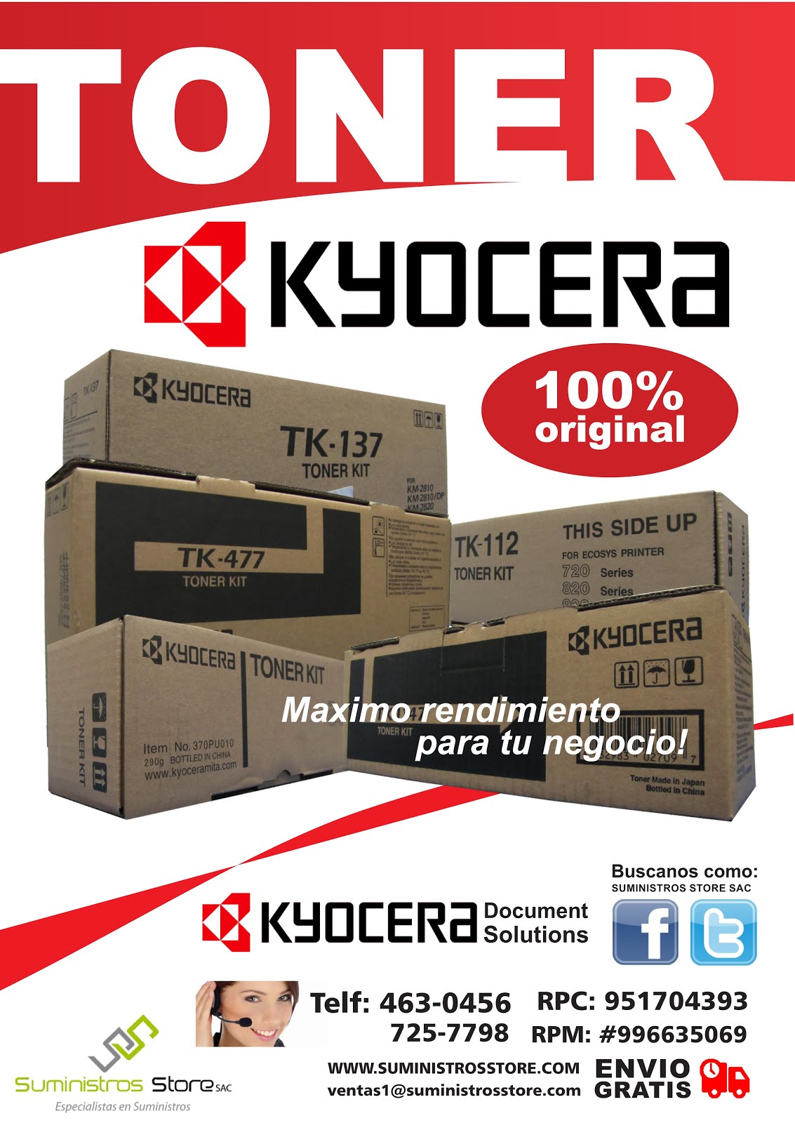 Toner Kyocera original Lima Peru : octubre 2016