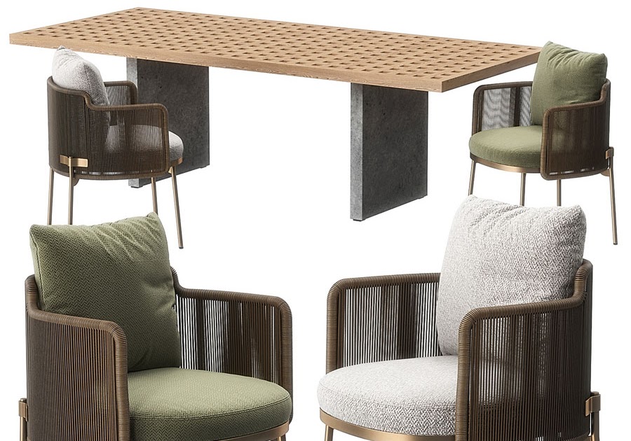 Tape chair Quadrado table by Minotti 3d model
