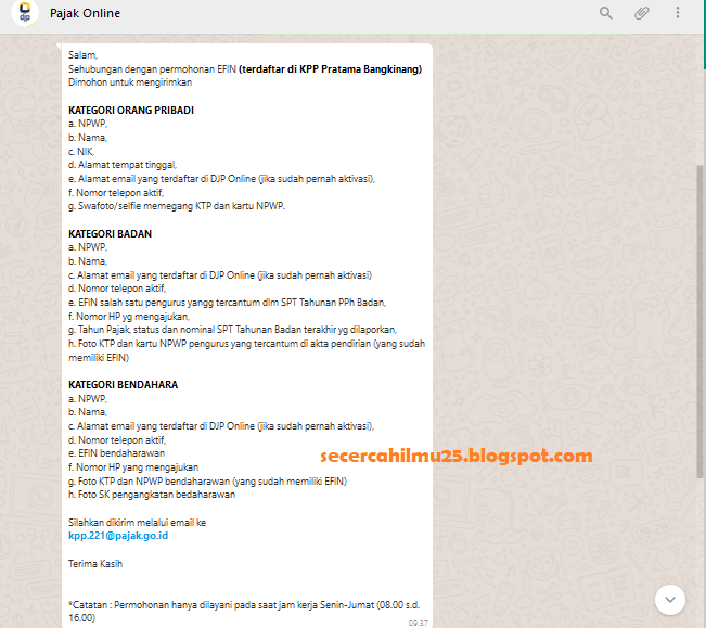 Cara Cepat Mendapatkan KODE EFIN Pajak NPWP Online ~ Secercah Ilmu