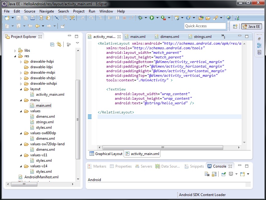 Android Application Project Explorer