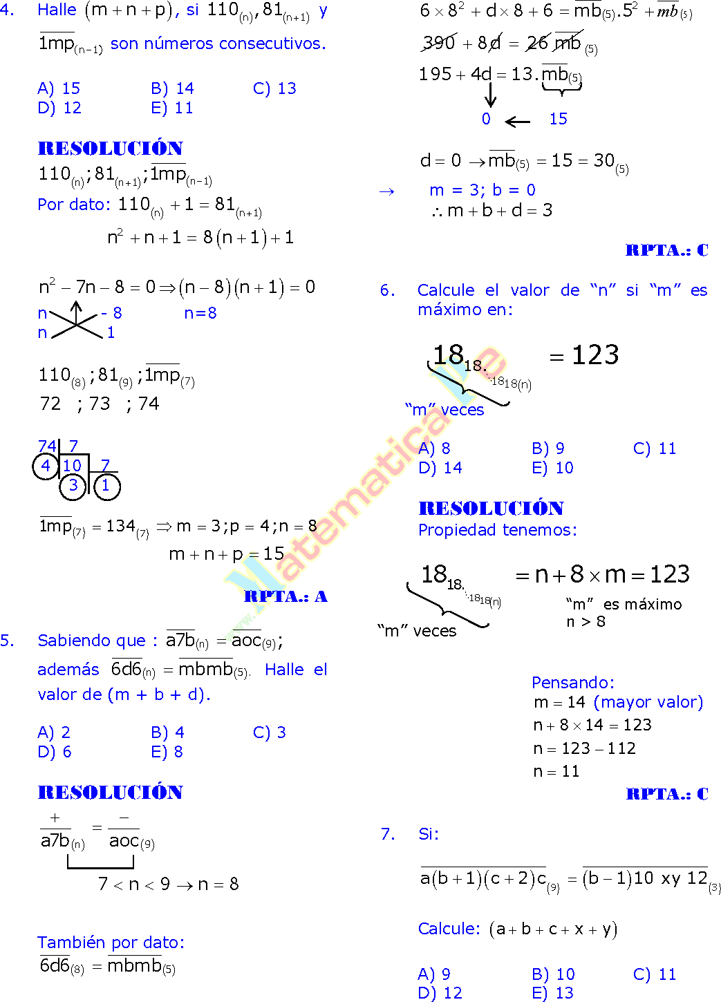 NUMERACIÓN EJERCICIOS RESUELTOS DE ARITMÉTICA PREUNIVERSITARIA EN PDF