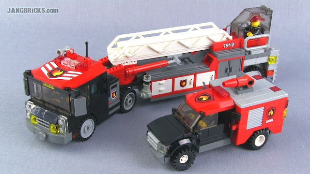 LEGO custom Tiller Ladder & brush trucks - fire MOCs
