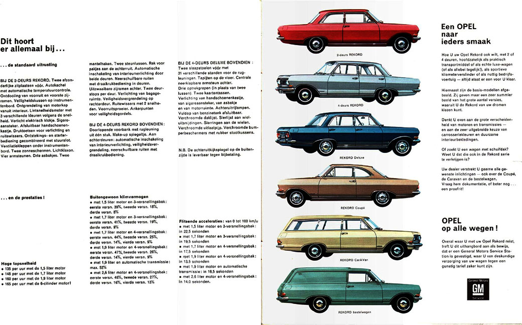 .: 1966. Opel Rekord. Brochure (Neederland)