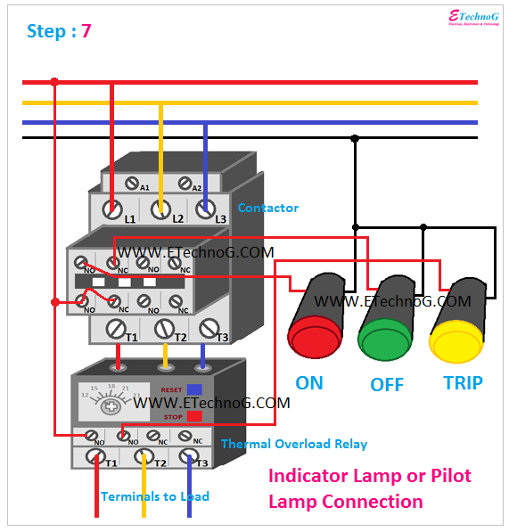 ON, OFF, TRIP Indication Lamp Wiring Connection - ETechnoG