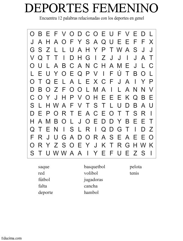 Deportes: Sopa de letras de Deportes