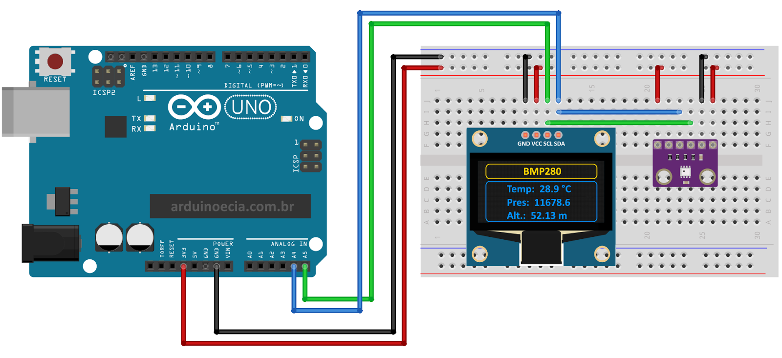 Use o BMP280 para medir temperatura, pressão e altitude - Arduino e Cia