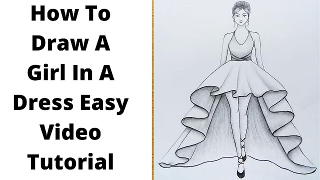 How To Draw A Girl In A Dress ( ‿ )ノ In 5 Minute Video Tutorial - How ...