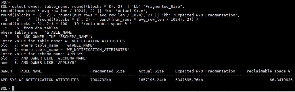 Davis Apps DBA: Re-Organizing Fragmented Table in Oracle