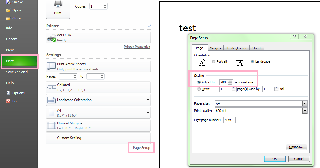 Excel Vba Adjust Printing Setup