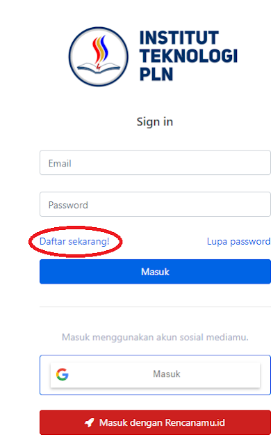 Apabila belum pernah register, silahkan klik menu "Daftar Sekarang ...