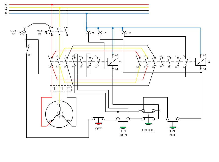 RANGKAIAN KONTROL MOTOR RUNNING JOGGING INCHING