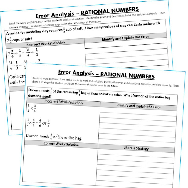 Exceeding the CORE: RATIONAL NUMBERS BUNDLE Task Cards, Error Analysis ...
