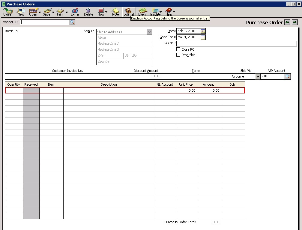 Computational accounting: Purchase Order and Purchases received