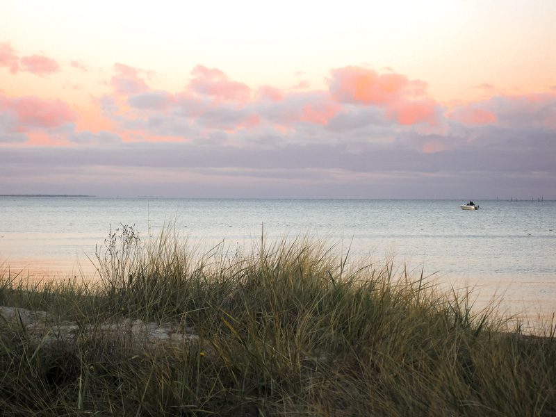Solnedgang på stranden