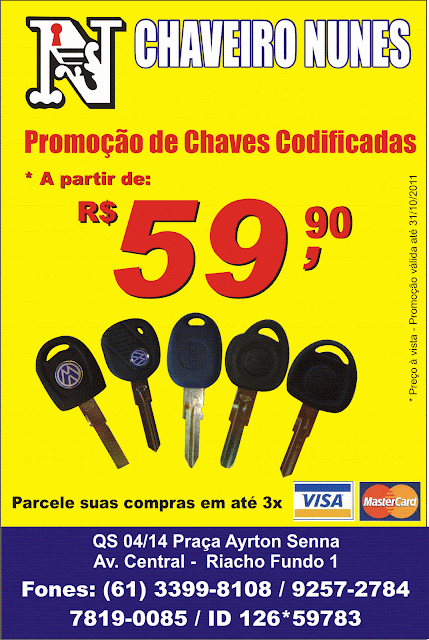 Chaveiro Nunes: APROVEITEM! PROMOÇÃO POR TEMPO LIMITADO! Chaveiro Nunes: APROVEITEM! PROMOÇÃO POR TEMPO LIMITADO!