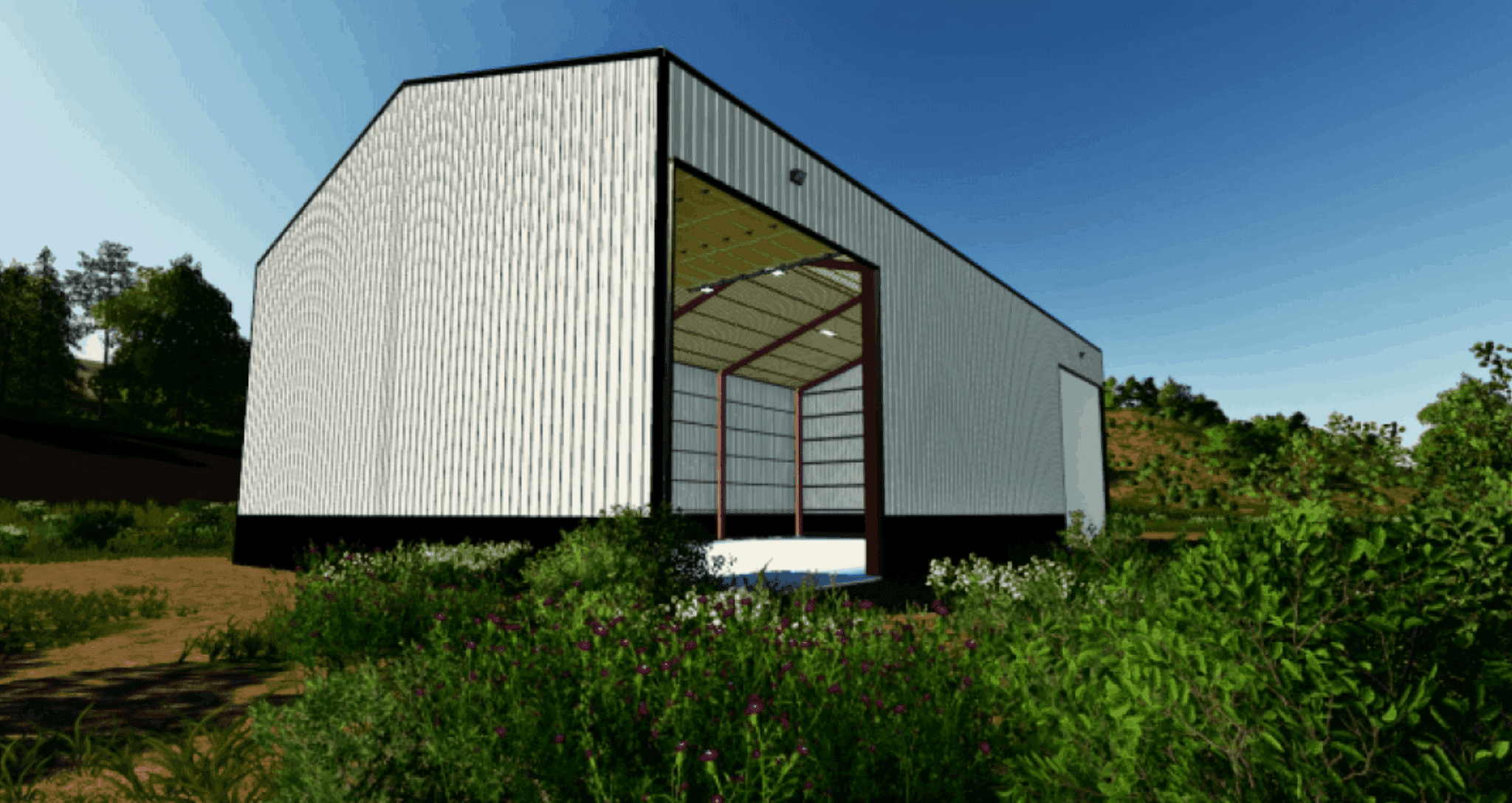 FS19 60 x 100 Foot Red Iron Building v1.0 - FS 19 & 22 USA Mods Collection