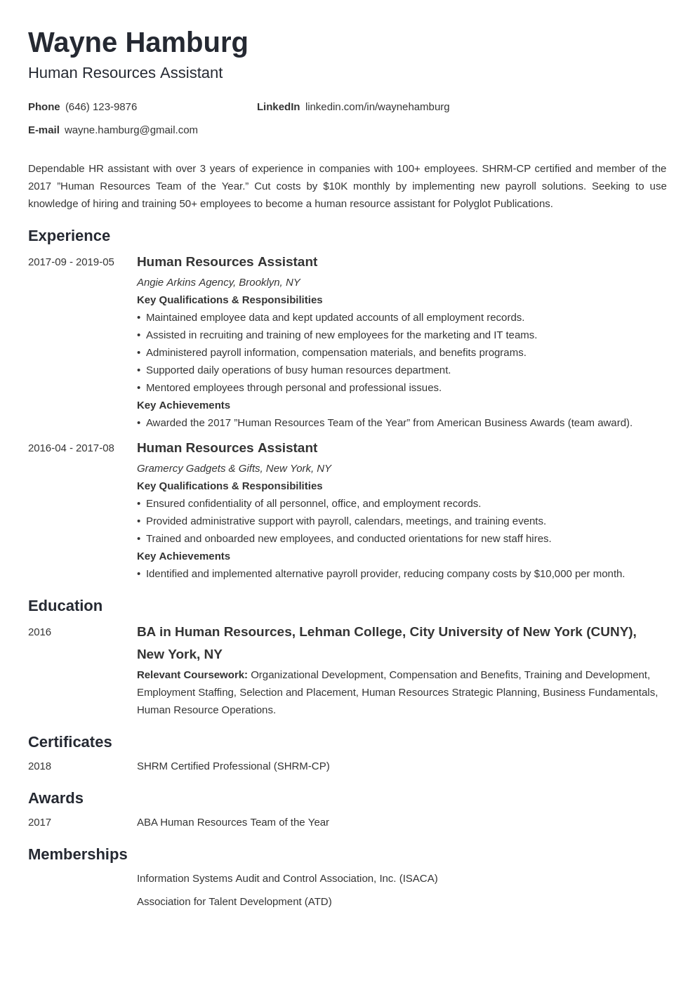 Sample Human Resources Assistant Resume Resume Letter Sample Human Resources Assistant Resume Resume Letter