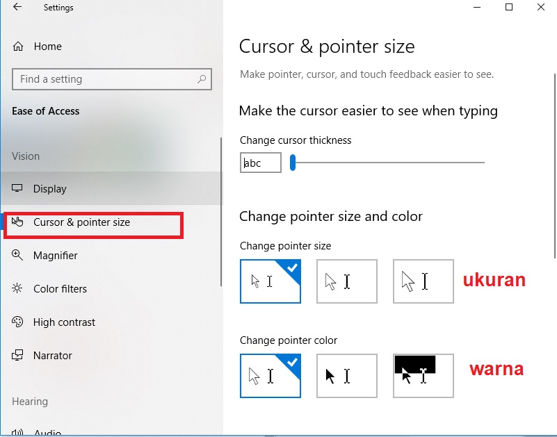 Cara Mengatur Ukuran dan Warna Pointer Mouse di Komputer Windows 10 ...