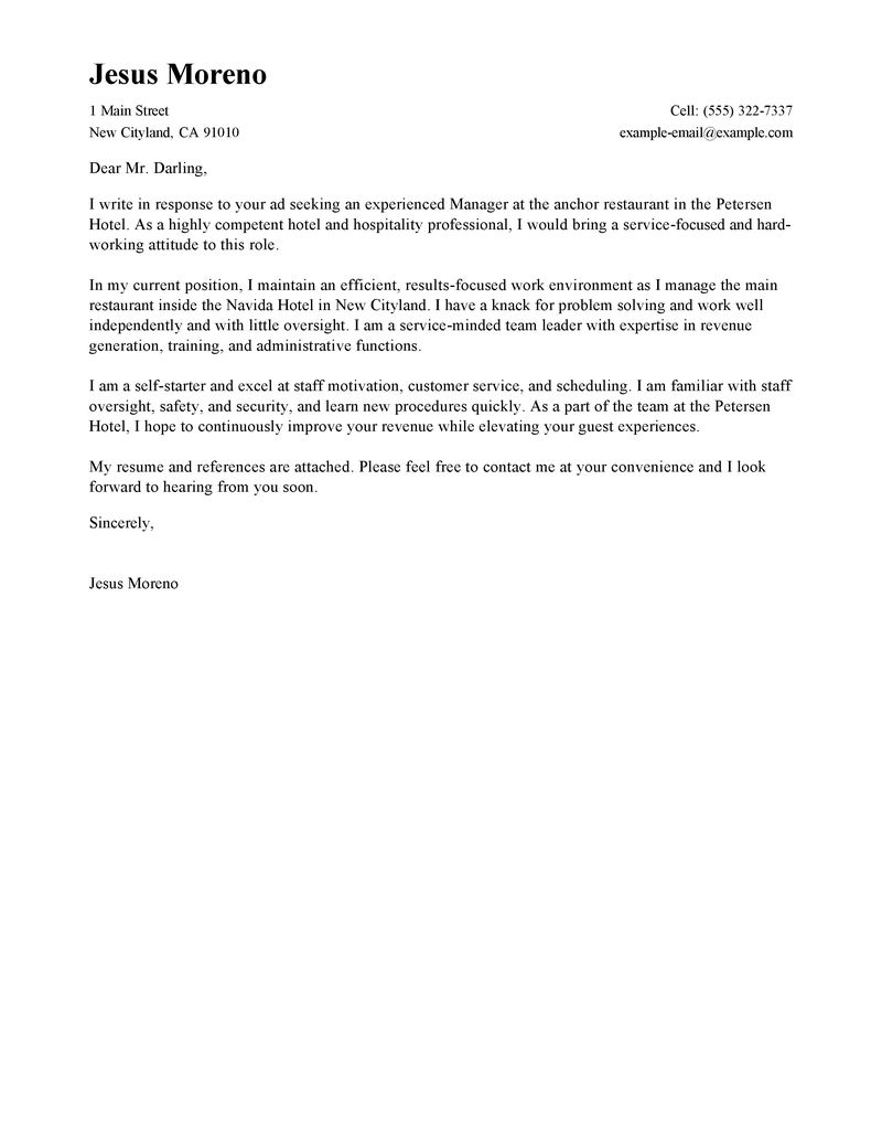 Sample Cover Letter For Hotel Jobs Sample Letter Sample Cover Letter For Hotel Jobs Sample Letter